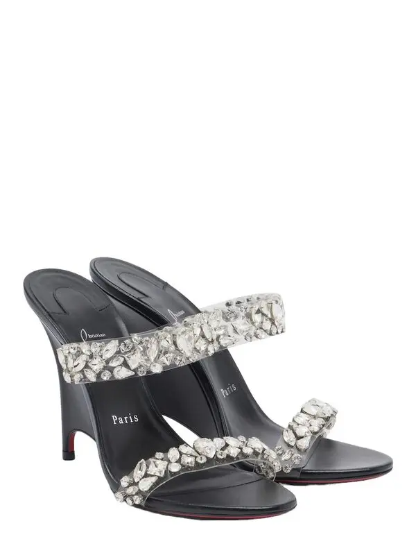 CHRISTIAN LOUBOUTIN Miss Z Embellished Wedge Sandals - Transparent