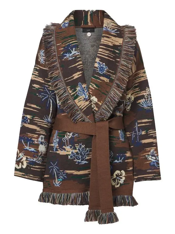 Alanui Texhawaii Jacquard Wool-blend Cardigan - Brown