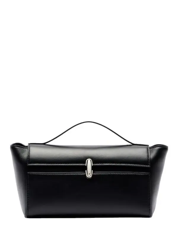 Savette Symmetry Trapeze Leather Clutch - Black