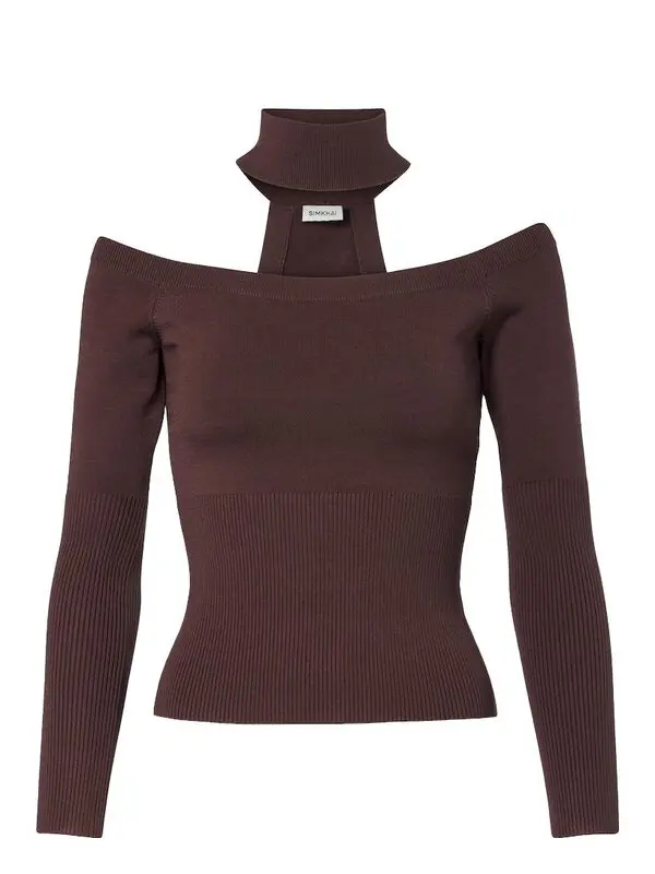Simkhai Lila Off-shoulder Sweater - Brown