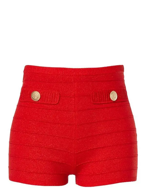 Retrofete Sandra Knitted Shorts In Metallic Ger - Red