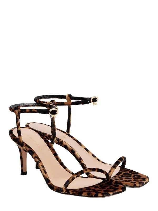 GIANVITO ROSSI Leopard Print Velvet Heeled Sandals - Multicoloured