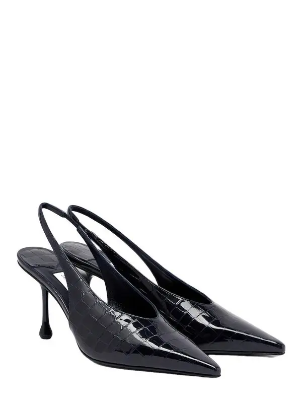 JIMMY CHOO Isa Croc-effect Leather Slingback Pumps - Black