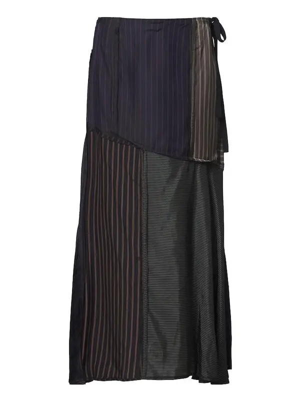 MAISON MARGIELA Patchwork Striped Maxi Skirt - Blue