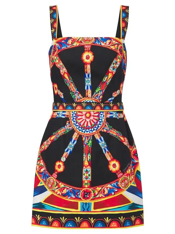 Dolce & Gabbana Carretto Print Cotton Poplin Mini Dress - Multicoloured