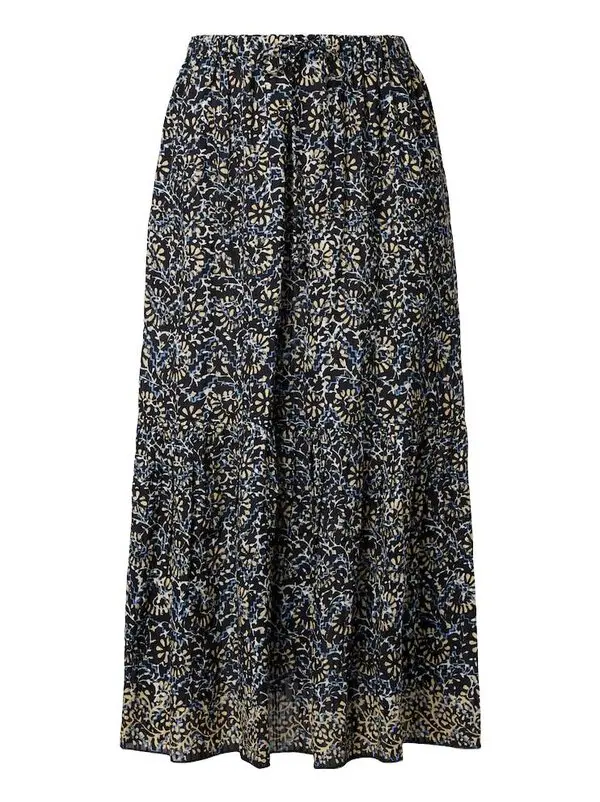 Ulla Johnson Olina Printed Tiered Cotton-blend Midi Skirt - Multicoloured