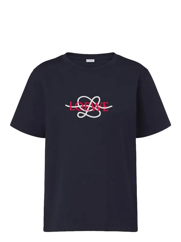Loewe Logo Cotton-blend Jersey T-shirt - Blue