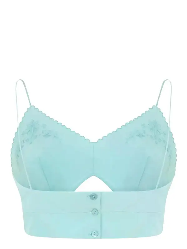 Alberta Ferretti Scalloped Floral-embroidered Top - Blue