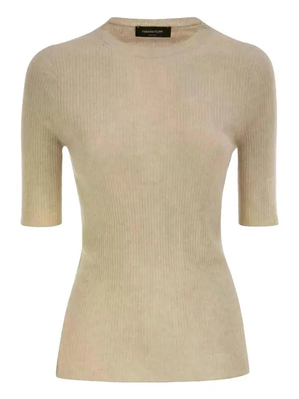 Fabiana Filippi Ribbed Knit T-shirt - Neutrals