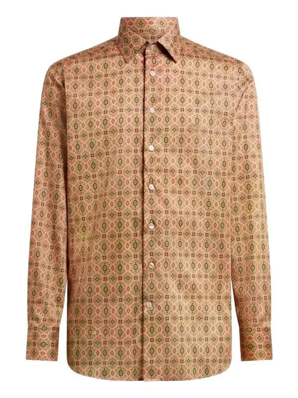 Etro Cotton Satin Shirt With Medallion Motif - Neutrals