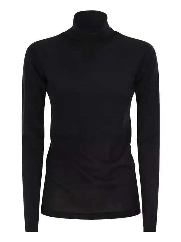 Fabiana Filippi Dark Fine-gauge Knit Roll Neck Long Sleeve Sweater - Blue