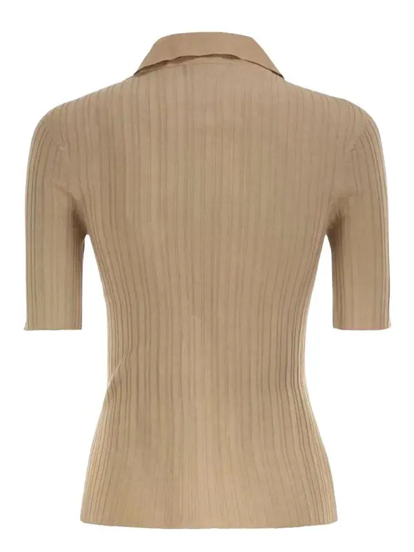 Fabiana Filippi Ribbed Knit Polo Shirt - Neutrals