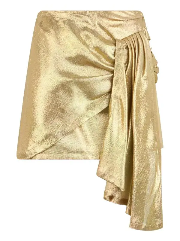 Alberta Ferretti Metallic Draped Mini Skirt - Gold