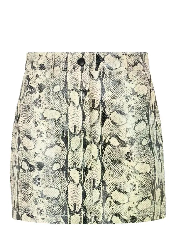 Alberta Ferretti A-line Snake-effect Leather Skirt - Neutrals