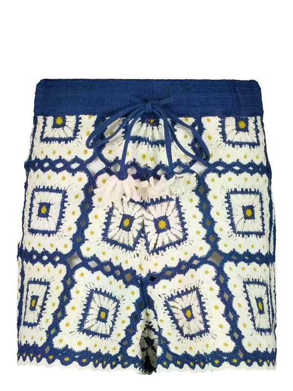 ALEMAIS Dolly Patchwork Crochet Shorts - Blue