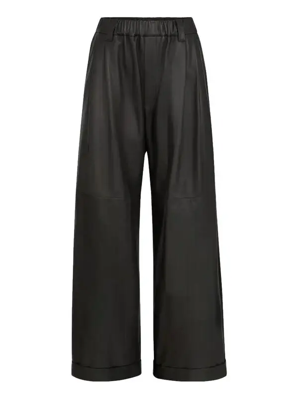 Brunello Cucinelli Nappa Leather Baggy Trousers - Black