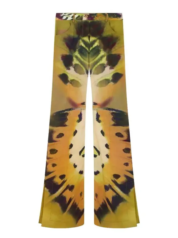 Alberta Ferretti Butterfly Print Straight-leg Trousers - Yellow