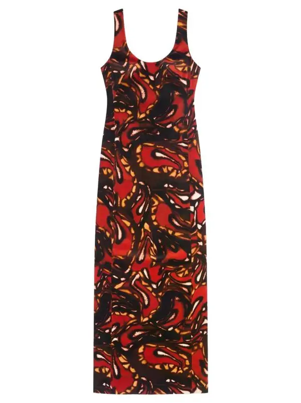 Dries Van Noten Long Velvet Dress - Red