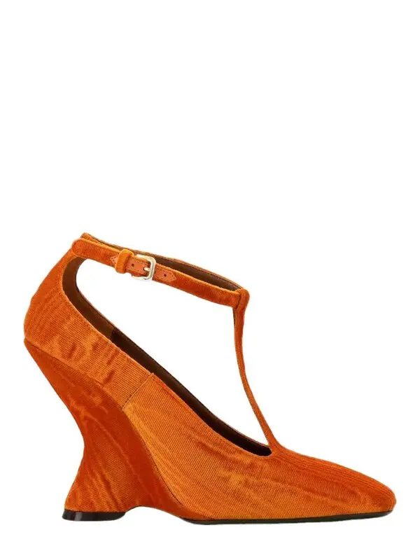 Dries Van Noten Velvet Wedge Pumps - Orange