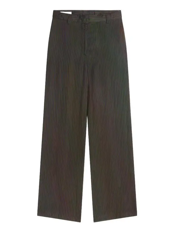 Dries Van Noten Wide Leg Striped Cupro Trousers - Brown