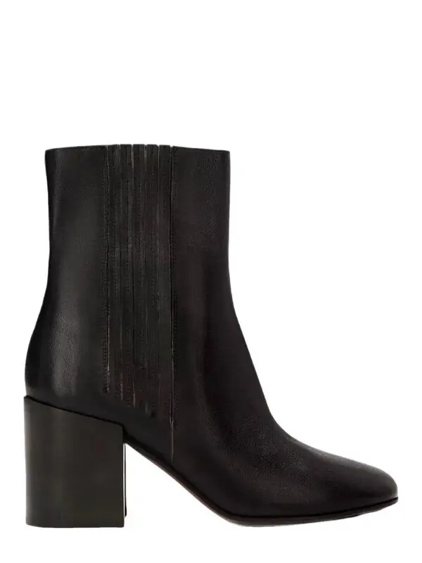 Dries Van Noten Leather Square Toe Block Heel Chelsea Boots - Black