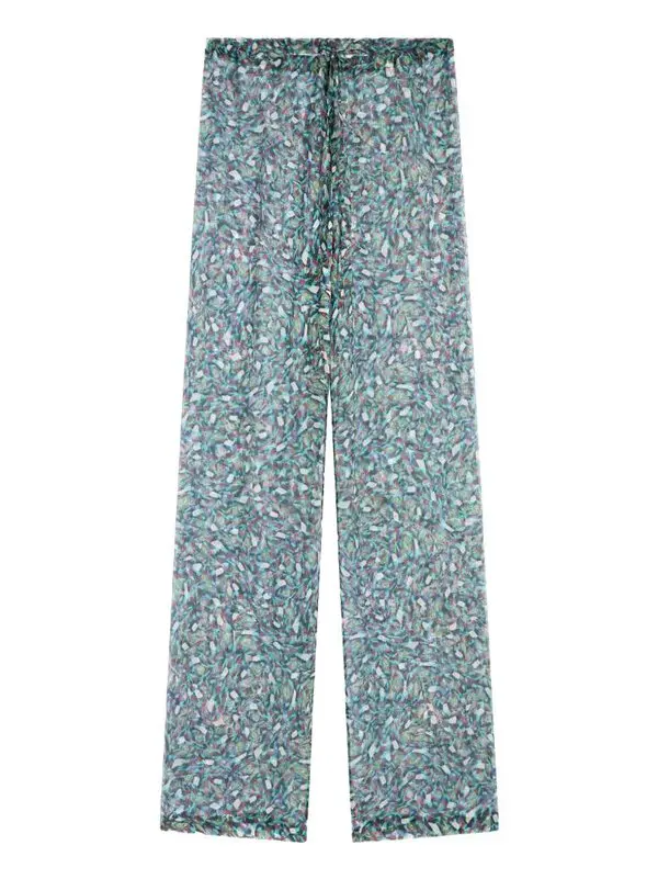 Dries Van Noten Silk Tortoise Print Drawstring Pants - Blue