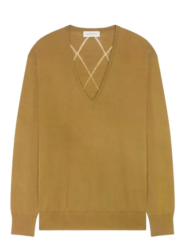 Dries Van Noten Fine Merino Wool V-neck Pullover - Brown