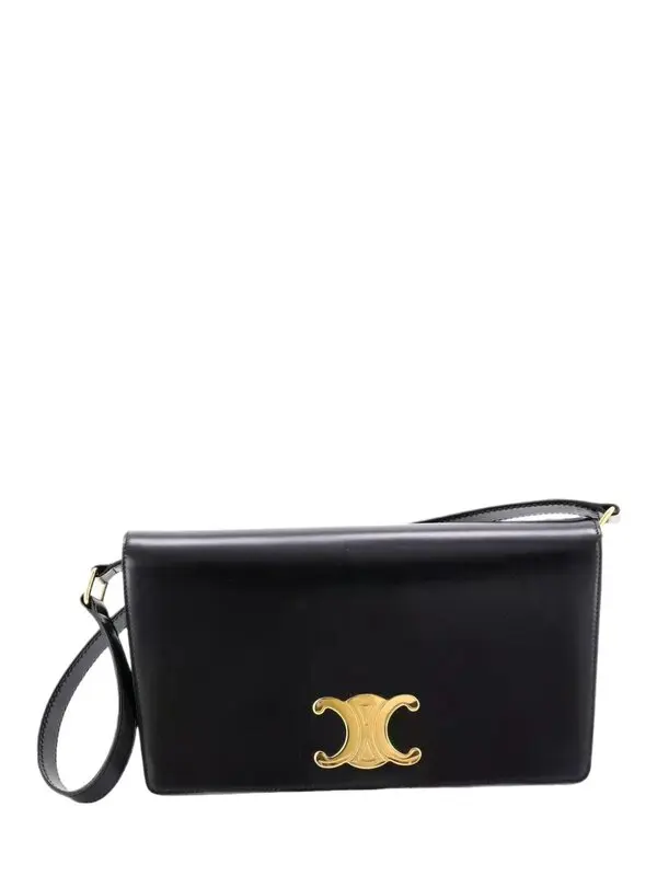 Celine Trapeze Triomphe Smooth Calfskin Shoulder Bag - Black