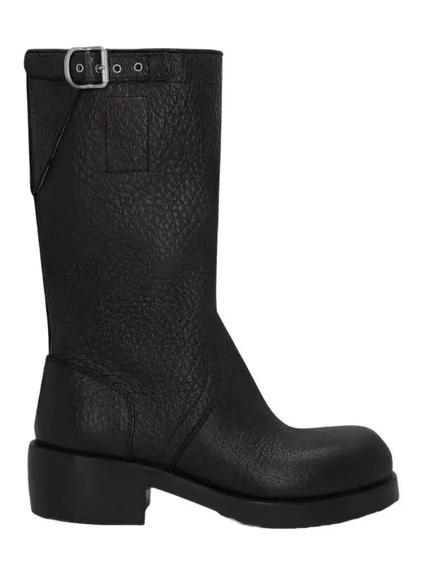 Dries Van Noten Leather Biker Boots With Buckle Detail - Black