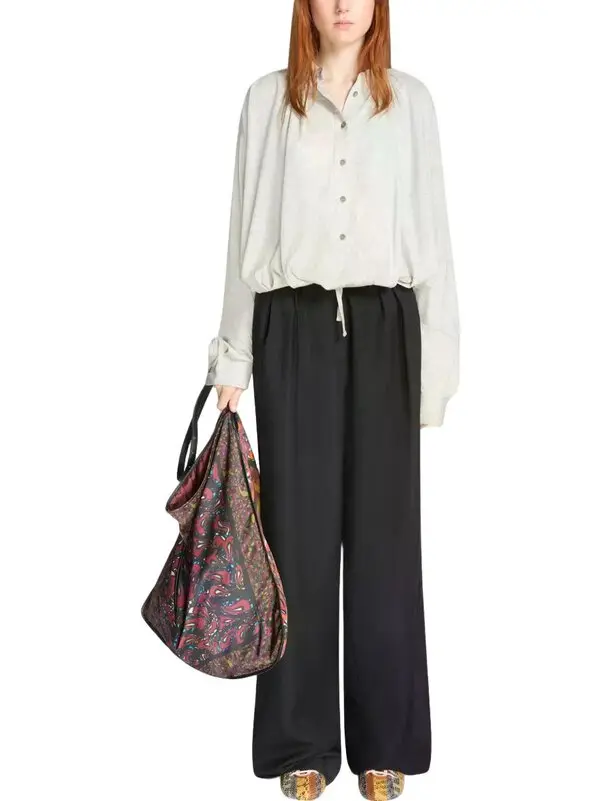 Dries Van Noten Belted Pleated Wide-leg Trousers - Black