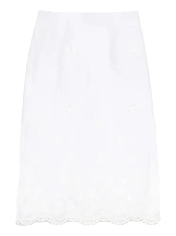 Altuzarra Embroidered Scalloped-hem Skirt - White
