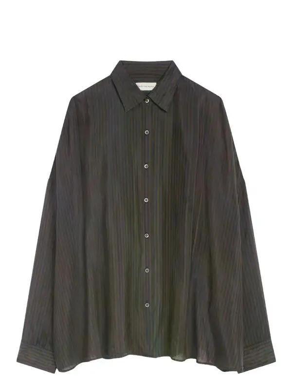 Dries Van Noten Striped Cupro Cocoon Shirt - Black