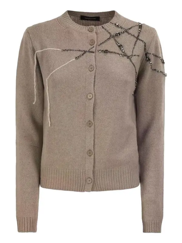 Fabiana Filippi Crystal Embellished Embroidered Cardigan - Brown