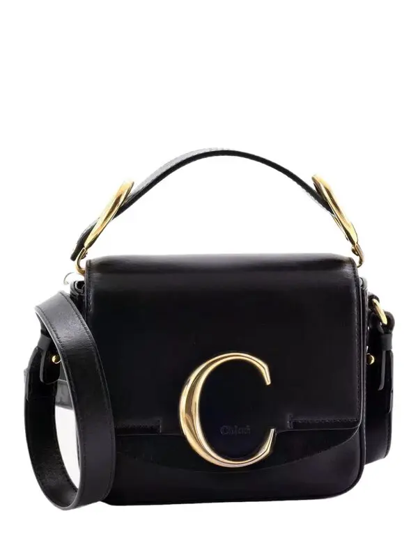Chloé C Flap Bag Mini Crossbody Bag - Black