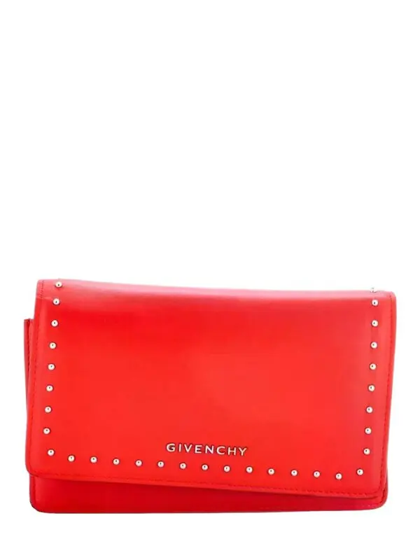 Givenchy Pandora Chain Wallet Studded Leather Crossbody Bag - Red