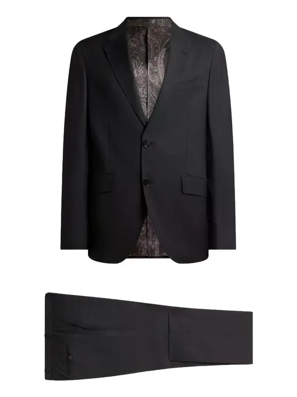 Etro Single-breasted Virgin Wool Suit - Black