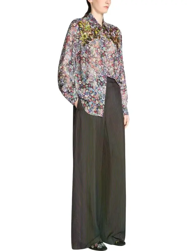 Dries Van Noten Embroidered Viscose Shirt - Blue