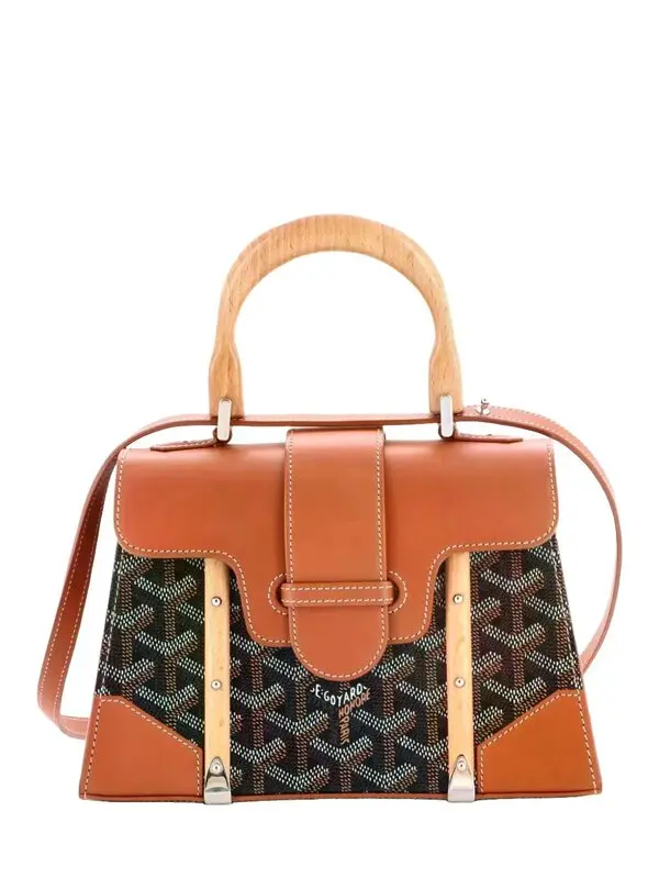 Goyard Structured Saigon Top Handle Bag Coated Canvas With Leather Mini Satchel - Brown