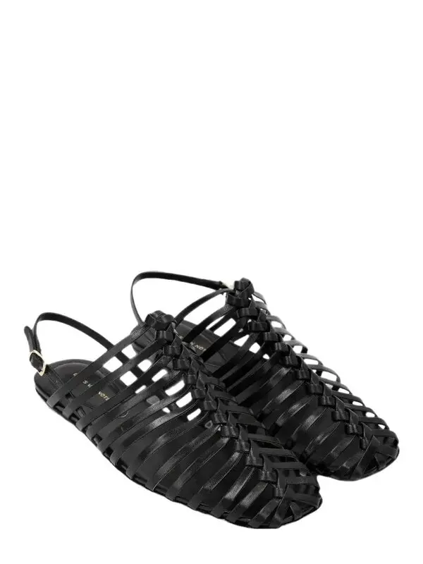 Dries Van Noten Braided Leather Flat Sandals - Black