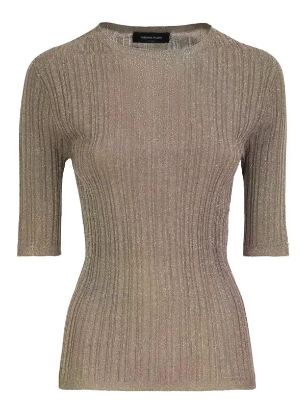 Fabiana Filippi Ribbed Knit Crew Neck T-shirt - Neutrals