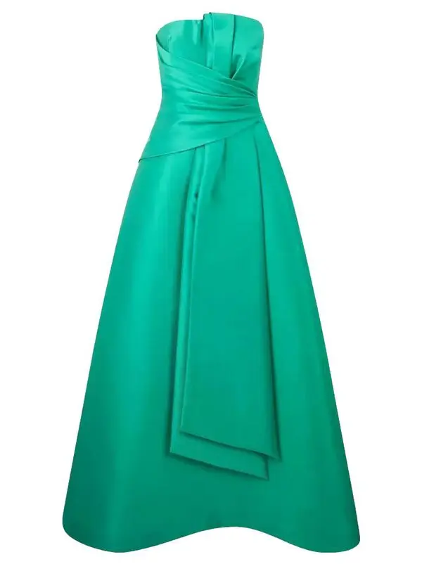 Alberta Ferretti Draped Pleated Maxi Dress - Green