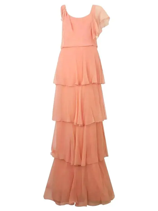 Alberta Ferretti Ruffled Silk Maxi Dress - Pink