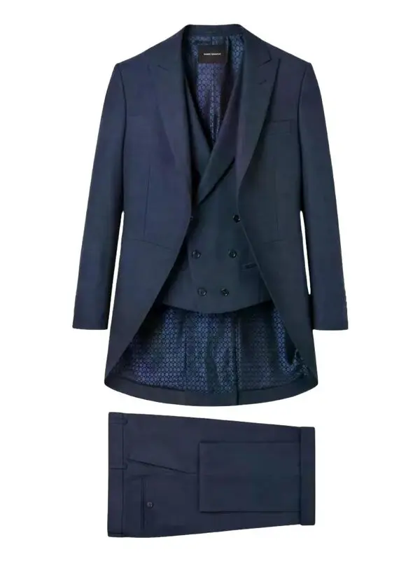 RAMON SANJURJO Three-piece Morning Peak-lapels Dinner Suit - Blue