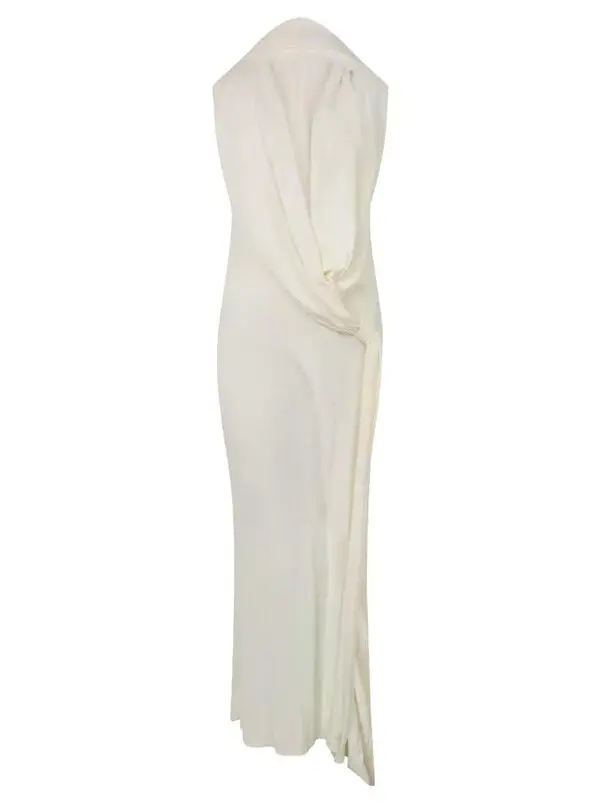 Alberta Ferretti Draped Hooded Maxi Dress - White