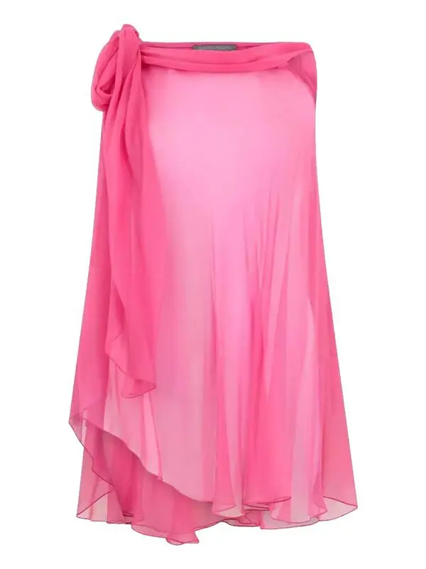 Alberta Ferretti Silk Midi Skirt With Knot Detailing - Pink