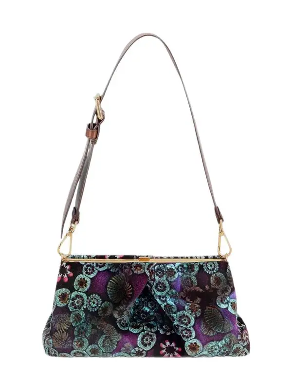 Dries Van Noten Velvet Clutch With Kaleidoscope Print - Blue