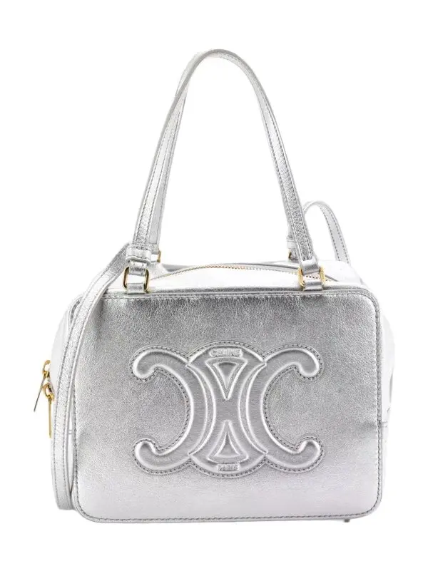 Celine Cuir Triomphe Folded Cube Bag Leather Shoulder Bag - Silver