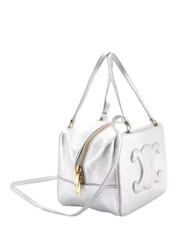 Celine Cuir Triomphe Folded Cube Bag Leather Shoulder Bag - Silver