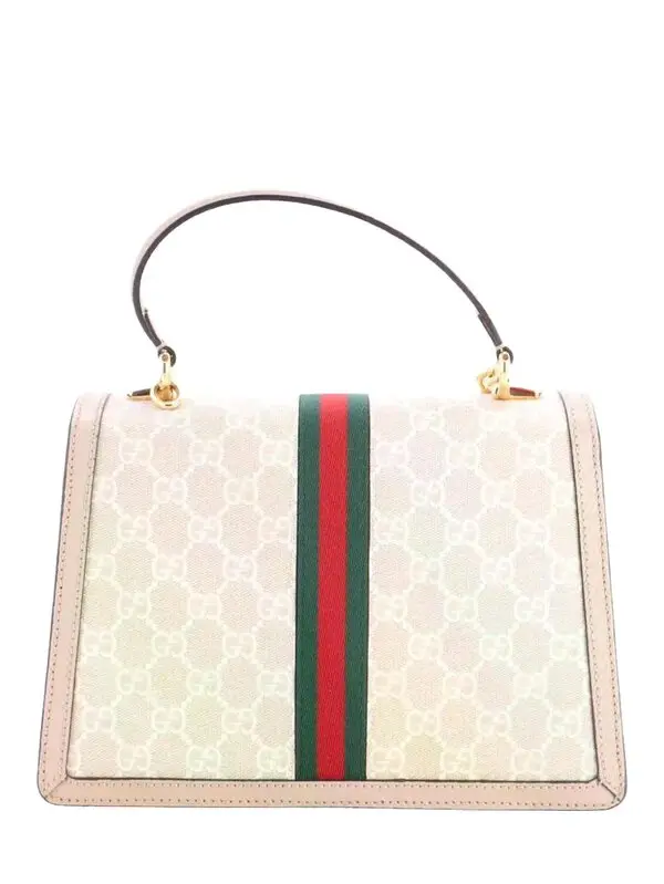 Gucci Ophidia Flap Top Handle Bag Gg Coated Canvas Small Satchel - Neutrals