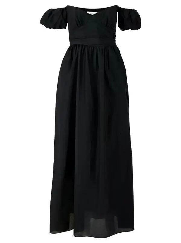 Matteau Off-shoulder Gathered Midi Dress - Black